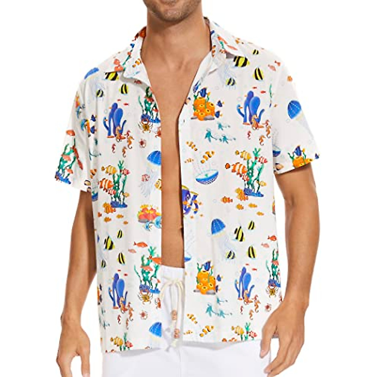 ZAFUL Men's Tropical Hawaiian Print Shirt Short Sleeve Relax Fit Vintage Button Down Shirts