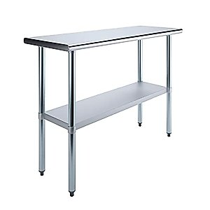 AmGood 18" X 48" Stainless Steel Work Table | Metal Kitchen Food Prep Table | NSF