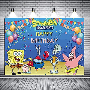Cute Cartoon Photo Background for Children Happy Birthday Party Banner Decoration Photo Booth Studio Props Baby Shower Cake Table Photography Backdrops 5x3ft