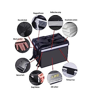 delivery bags 18.1 * 13.8 * 13.8 waterproof & flodable catreing insulated thermal bag food delivery and pizza delivery 48l-12gal