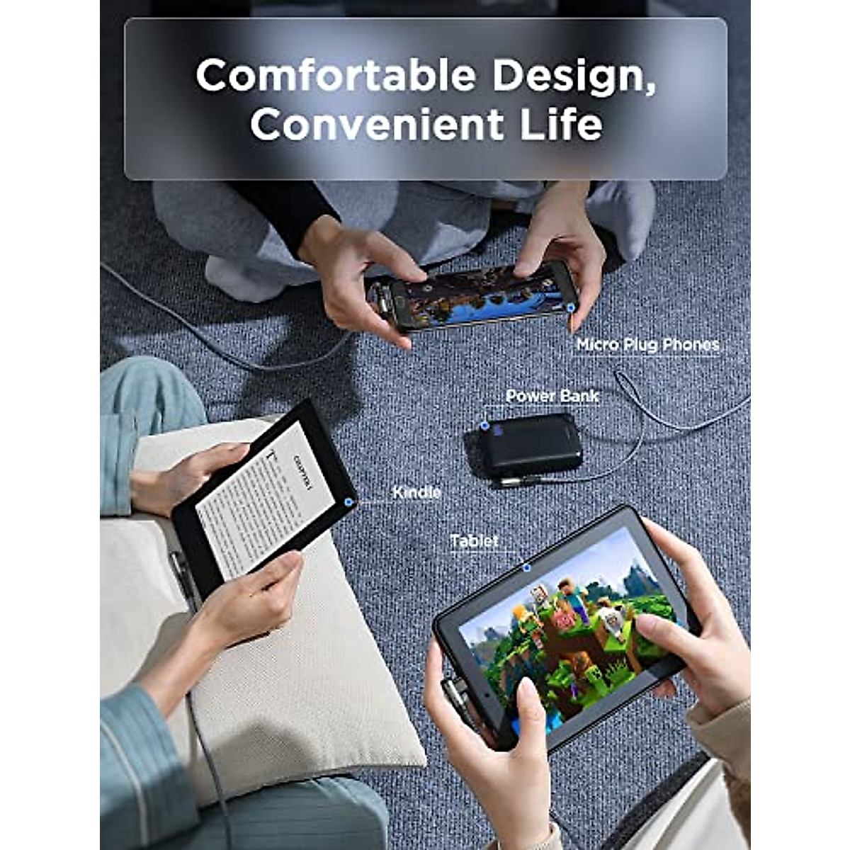 AINOPE Micro USB Cable, (3-Pack, 6.6ft/6.6ft/10ft) Micro USB Charging Cable Right Angle, High Speed Durable Nylon Braided Android Charger Compatible for Fire Tablet, Kindle, Samsung Galaxy S7 S6