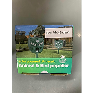 2 Pcs Ultrasonic Animal Repellent Outdoor Cat Repellent Deer Repellent Devices with PIR Sensor & Red/White Strobe Light Solar Animal Repeller Squirrel Repellent Raccoon Rabbit Bird Repellent Deterrent