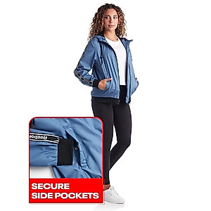 Reebok Women's Jacket - Weather Resistant Fleece Lined Windbreaker Jackets for Women – Cozy Zip Up Hoodie Jacket (S-XL), Size Small, Hoops Blue