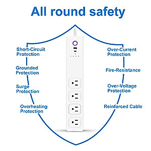 Surge Protector Power Strip, USB Power Strip, 4 Wide AC Outlets 4 USB, Overload Protection, PD65WUSB-C Power Strip with 5ft Extension Cord, 1700J, Home Office Desktop Charging Station ETL Certified