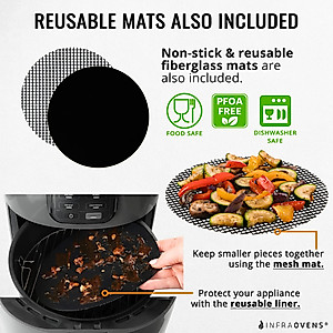 Air Fryer Silicone Liner Set of 3 Compatible with Ninja AF101 4qt, Ninja AF Max XL 5.5qt + More, Air Fryer Accessories Parchment Paper Sheet Replacement Reusable Mats 8.4 inch Round