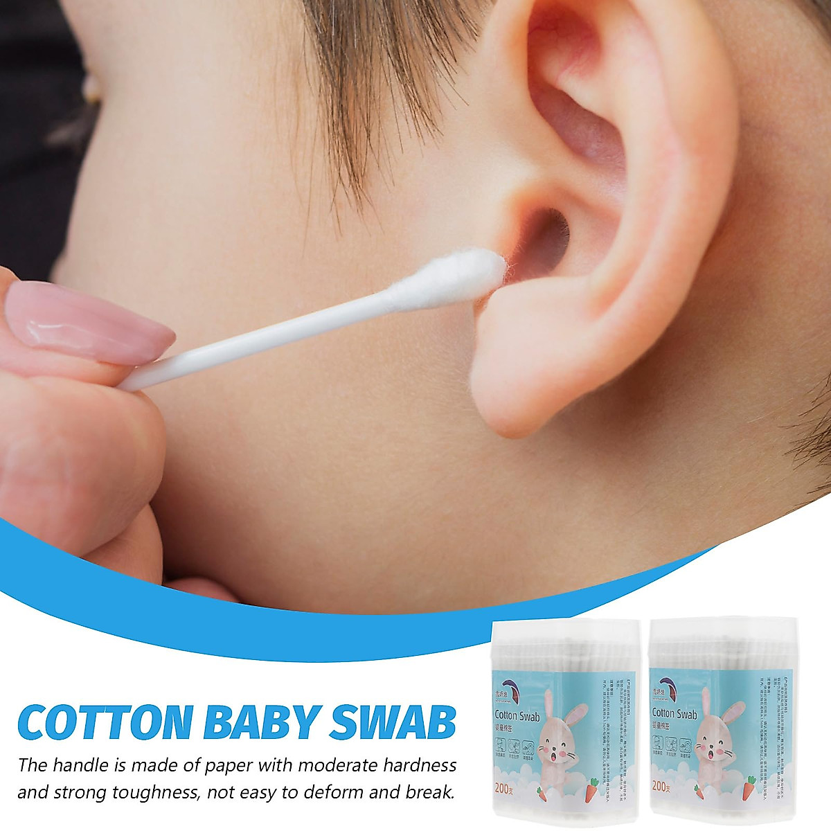 400PCS Cotton Swabs, Cotton Buds Swabs Cleaner Double Round Cotton Tip Cleaning Swabs with Paper Stick for Cleaning Ear Nose nose swabs Makeup chidren ear nose cotton sticks