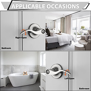 Haidms 6 Packs Brushed Nickel Door Handles Interior, Silver Door Handles,Privacy Door Handle Interior, Door Knobs Interior Brushed Nickel