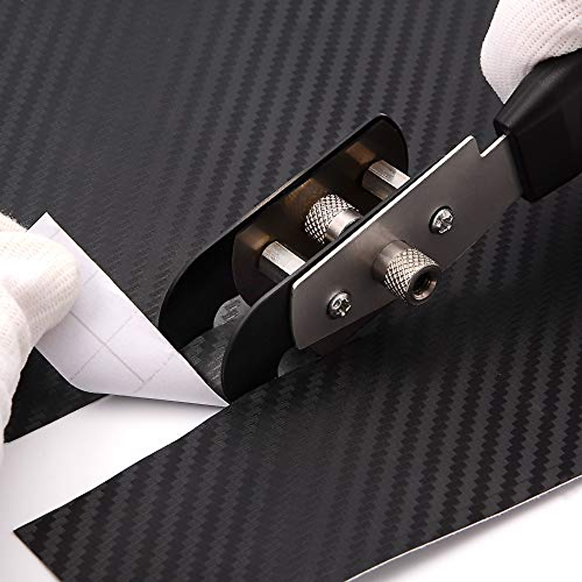 Dual Blades Vinyl Cutter Two Cuts in One with 4 Width-Spacer Pins PTFE Coating Safety Film Cutting Knife for Vinyl Median Strip Cutting and Car Window Tinting 10 Spare Blades + 5 Felts Included