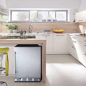 Kalamera Beverage Refrigerator, 24 inch Under Counter Beverage Cooler for 154 Cans w/ 32-41℉ Temperature Range, Beer Fridge with Stainless Steel Door