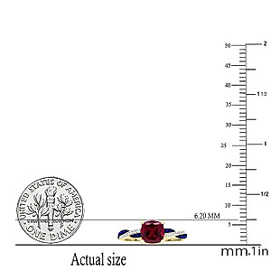 Dazzlingrock Collection 6 MM Cushion Lab Created Ruby with Round Blue Sapphire & Diamond Women Engagement Ring | 10K Yellow Gold, Size 9.5