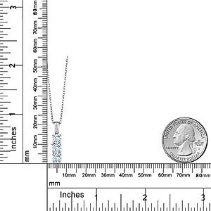 Gem Stone King 925 Sterling Silver Sky Blue Aquamarine and Diamond Women's 3-Stone Pendant Necklace (1.24 Cttw, Gemstone Birthstone, Round 5MM, with 18 Inch Silver Chain)