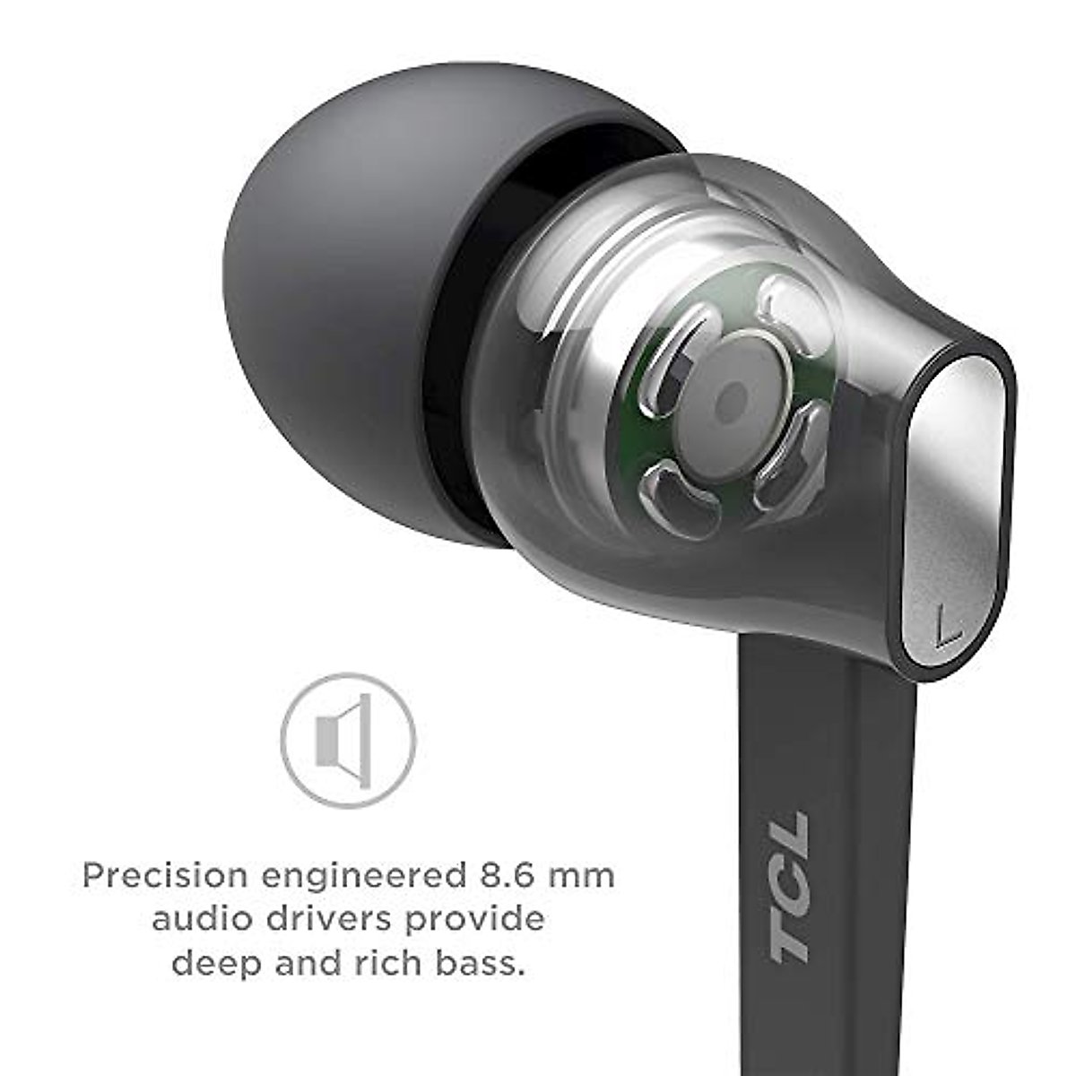 TCL MTRO100BT Wireless in-Ear Earbuds Noise Isolating Bluetooth Headphones with 18 Hour Battery Playtime and Built-in Mic - Shadow Black