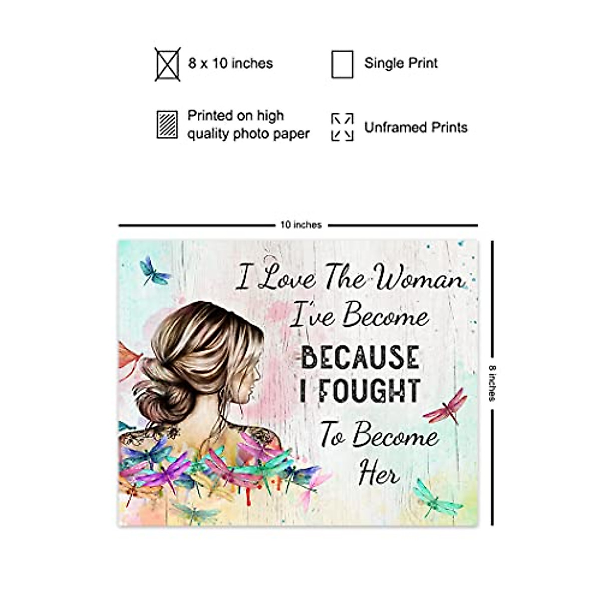 Boho Inspirational Wall Art for Women - Positive Quotes Sayings for Wall Decor- Encouragement Gifts Teens Girls - Motivational Wall Art Posters - Rustic Hippie Dragonfly Decor - Positive Affirmations