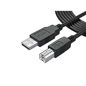 12Ft Extra Long USB-Printer-Cable 2.0 for HP OfficeJet Laserjet Envy; Canon Pixma; Epson Workforce, Stylus, Expression Home; Brother; Silhouette Cameo; Dell Scanner Fax Cord
