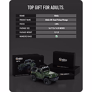 Nifeliz Off-Road Pickup Wrange, 1:8 MOC Technique Building Set, Engineering Model Car Toy for Adults (2,096 Pieces)