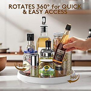 Pretireno Lazy Susan Turntable 2 Pack , Non-Skid Lazy Susan Organizer 10 Inch for Cabinet, Pantry, Kitchen, Countertop, Vanity Display Stand White/Gray