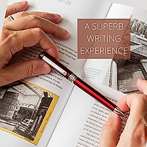 Scriveiner Deep Crimson Ballpoint Pen - Stunning Red Lacquer Luxury Pen, Chrome Finish, Schmidt Black Refill, Best Ball Pen Gift Set for Men & Women, Professional Executive Office, Nice Designer Pen