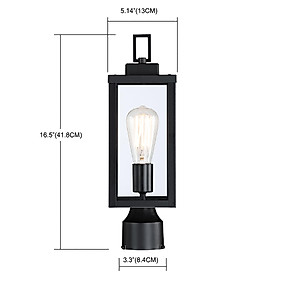 WISBEAM Outdoor Post Light, Pole Lantern, E26 Base 60W Max, Metal Housing Plus Glass, ETL Qualified, Bulbs not Included