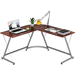 SHW Corner Home Office Desk, Walnut