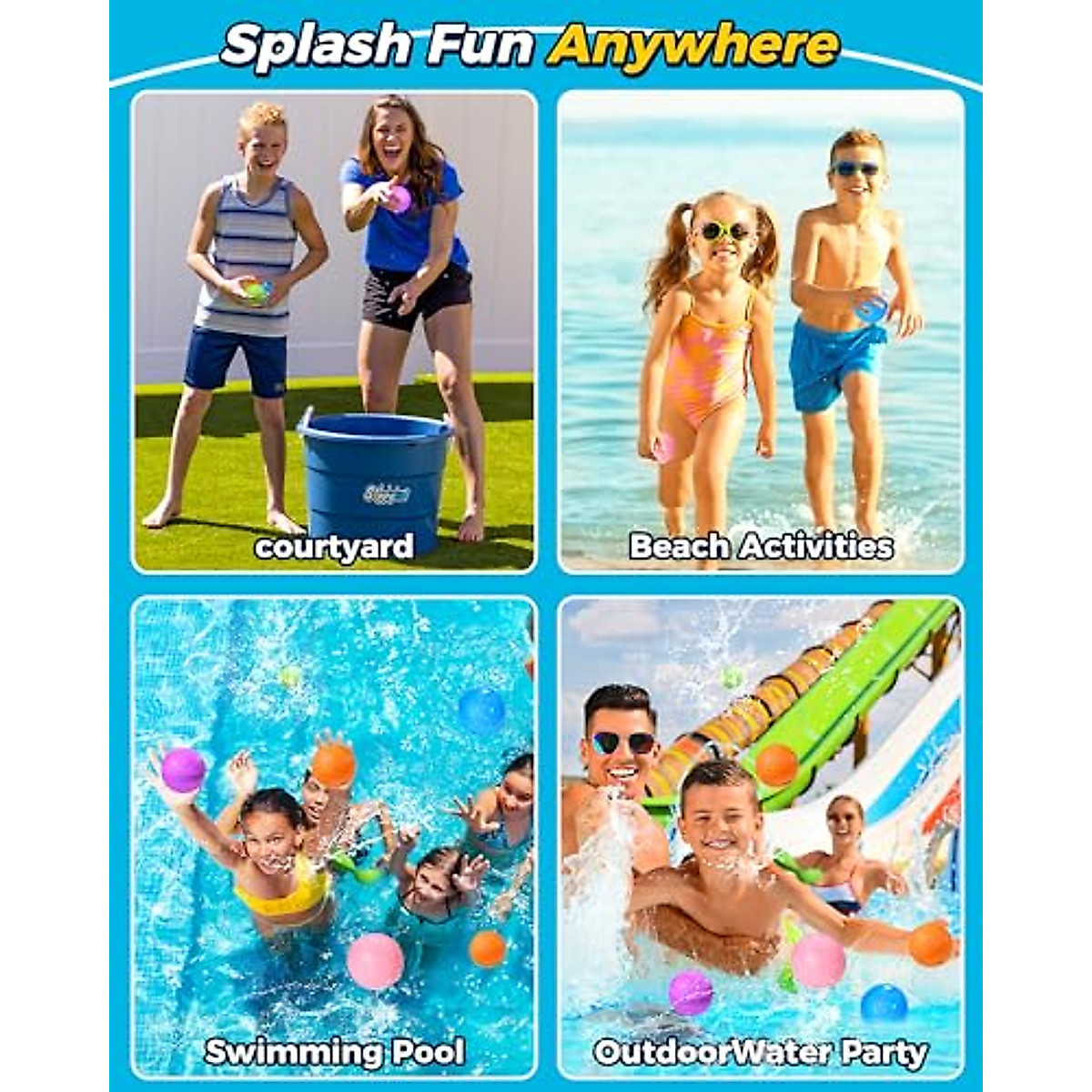 Tlitlimom Reusable Water Splash Balloon, 1 Count, Outdoor, Unisex, Suitable for Swimming Pool, Beach, Park, Yard, No Clean Hassle, Easy to Fill, Mesh Bag Included, Unique Design