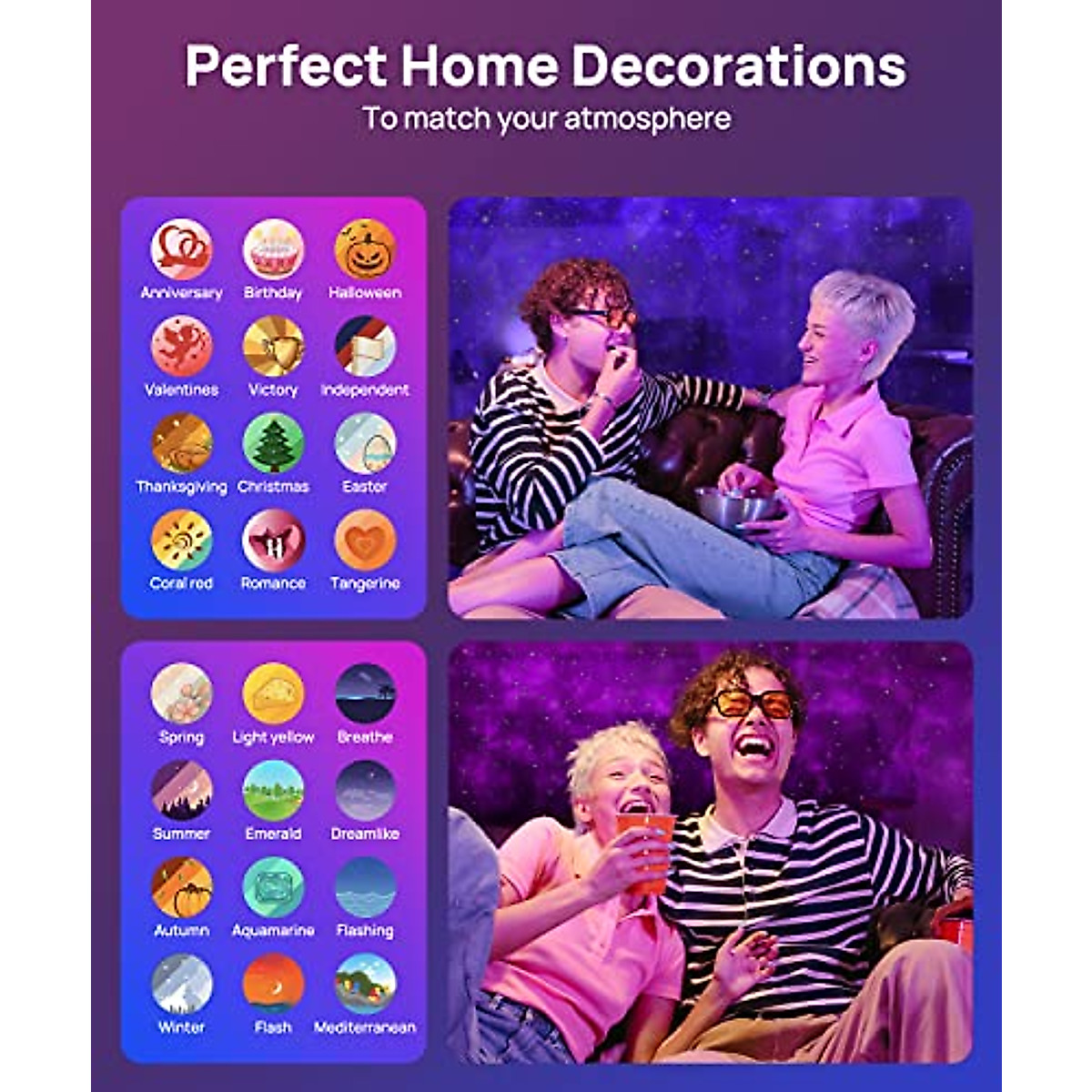 Galaxy Projector Star Projector, Christmas Room Decor Light for Kids and Adults, Smart Night Light for Bedroom with Bluetooth Speaker, APP Control, Remote Control