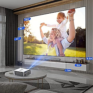 Mini Projectorwith 100" Screen, HOMPOW Portable Projector, Native 720P Outdoor Movie Projector 7500Lux, Home Theater Projector Compatible with HDMI VGA USB TF AV for Home