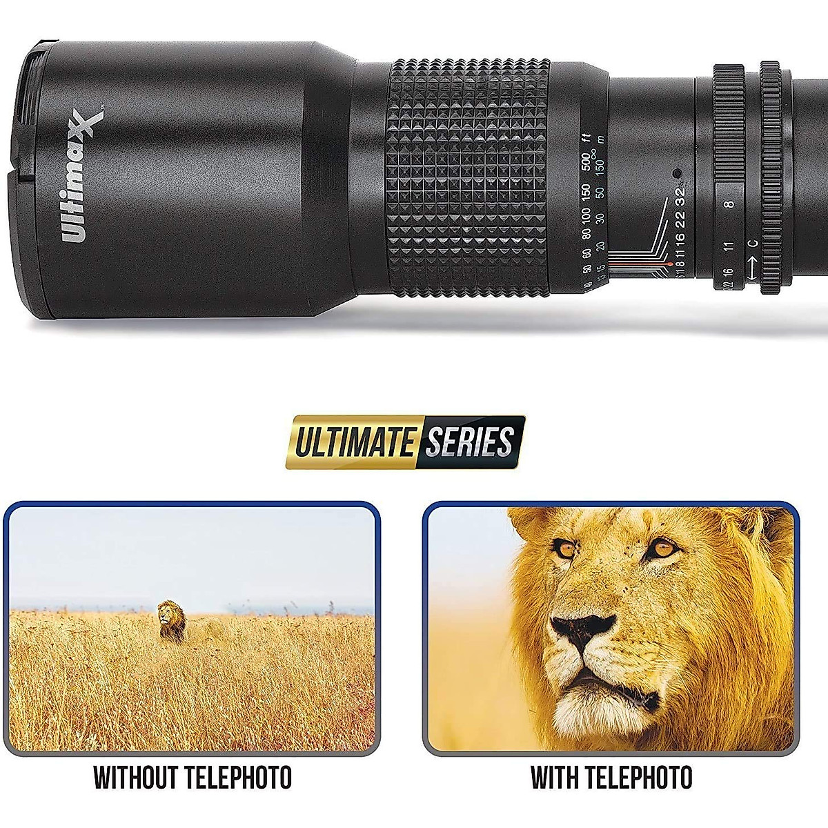 Ultimaxx 500mm (w/ 2X Converter 1000mm) Manual Preset Lens Kit for Canon EOS T5, T5i, T6, T7 T6i, T6s, T7i, SL1, SL2, 60D, 70D, 77D, 80D, 5D III, 5D IV, 6D, 7D, 7D II & More