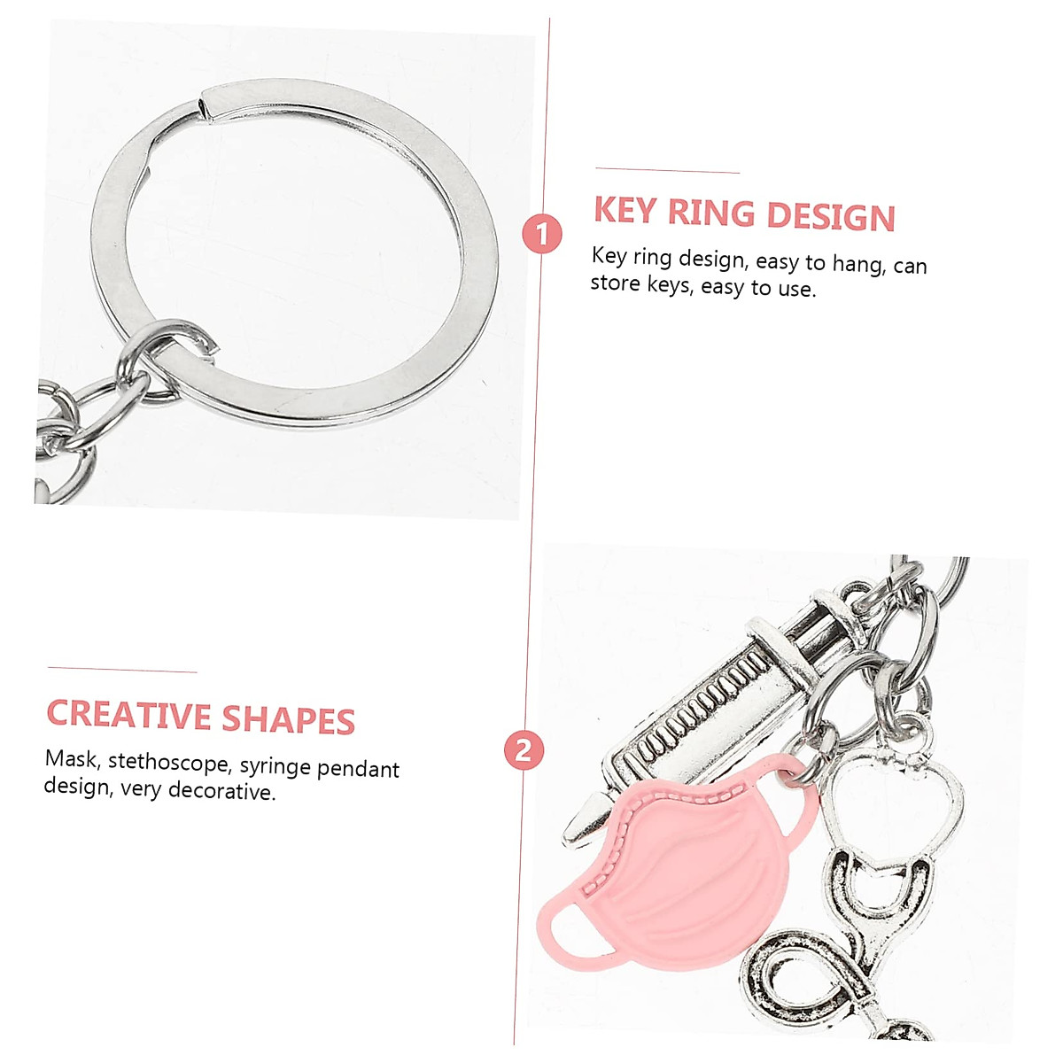 PACKOVE 4pcs stethoscope keychain car key pendant Decorative Key Chain keychain car keychain for women doctor keychain key chain keychain pendant Metal alloy Miss