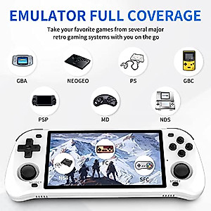 SERYUB RGB10 MAX 2 Video Game Console, 5 "IPS Screen Handheld Game System Multi-Emulator 10000 Games, Retro Game Console Built-in Game 64G, (White) Plus Free toughened Film and Box