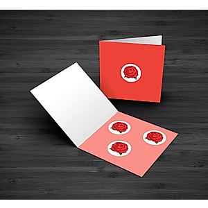 Set of 48 Sticker Red Rose Decal Small Phone Mini Logo Birthday Parties Envelopes Labels Seals Shower Favor 1.2 inches Each