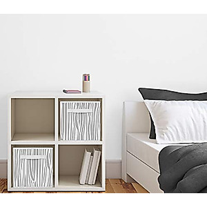 Sweet Jojo Designs Grey White Woodland Foldable Fabric Storage Cube Bins Boxes Organizer Toys Kids Baby Childrens - Set of 2 - Wood Grain for the Rustic Patch, Woodland Animals, and Woodsy Collections