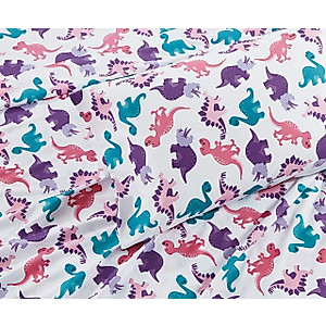 Luxury Home Collection 3 Piece Twin Size Sheet Set Girls/Teens Dinosaurs Pink Purple White Turquoise