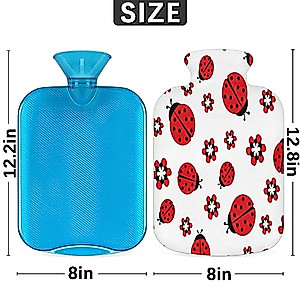 Red Ladybug Pattern Hot Water Bottle with Cover 2L Large Hot Water Bag for Menstrual Cramps, Neck and Shoulder Pain Relief, Hot Cold Therapy, Hand Feet Warmer