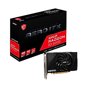 MSI Gaming Radeon RX 6400 64-bit 4GB GDDR6 DP/HDMI PCIe 4 Torx Single Fan FreeSync DirectX 12 VR Ready ITX OC Graphics Card (RX 6400 AERO ITX 4G)
