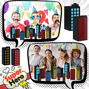 Motiskyy 12 Pcs Hero Party Favor Boxes Skyscraper City Gift Boxes Hero Theme Party Treat Boxes Candy Goodies Boys Girls Birthday Party Decorations Supplies (Black Hero)