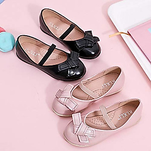 Diufon Autumn Baby Shoes Comfortable Princess Shoes Children Flat Soft Soft Bow Shallow Single Shoes Fashion Casual Peas Elastic Band Shoes (7.5-8 US M Little Kids, Black)