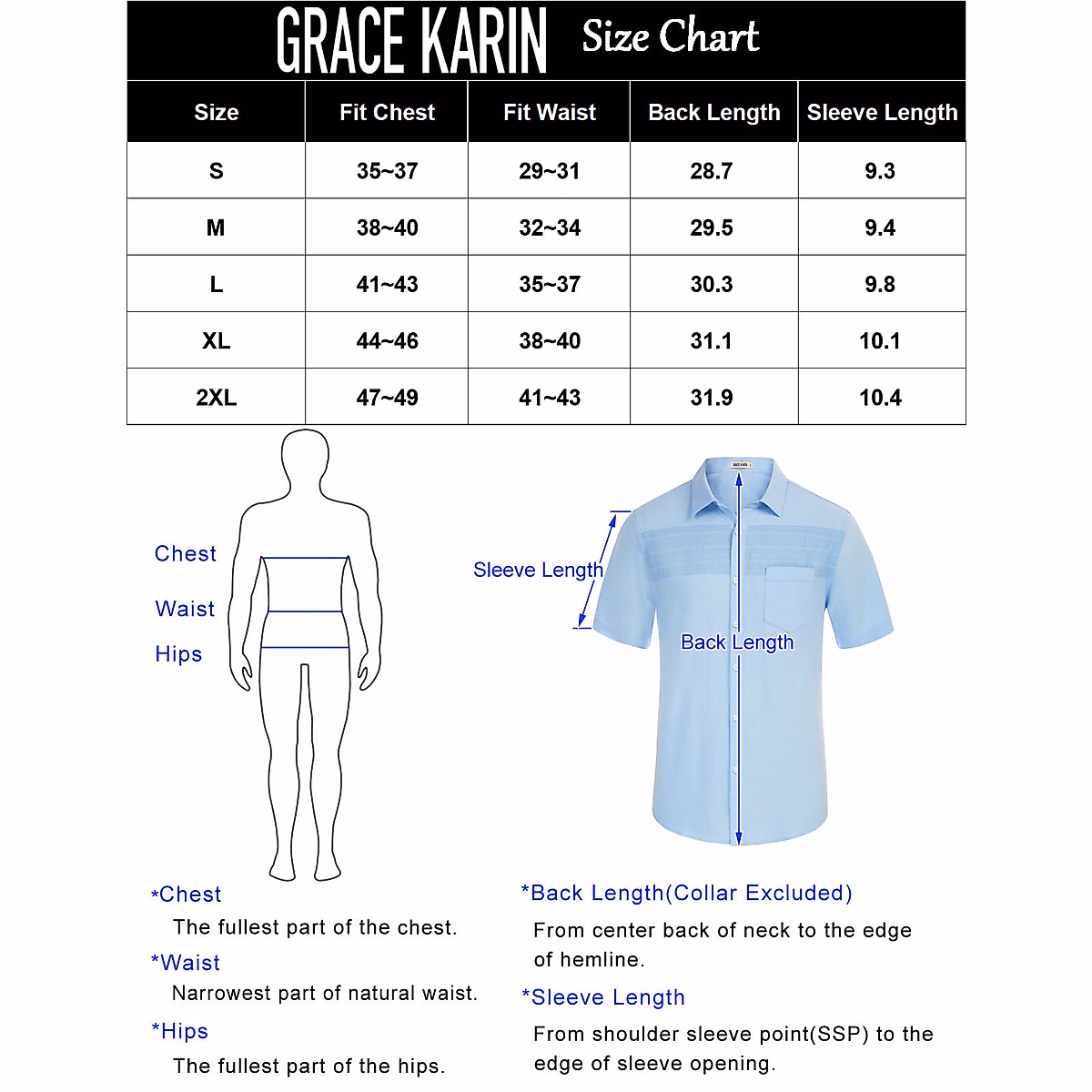 GRACE KARIN Men's Hawaiian Cotton Linen Shirts Casual Button Down Tropical Holiday Beach Shirts Black L