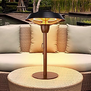 Star Patio Outdoor Freestanding Electric Patio Heater, Tabletop heater, Infrared Heater, Hammered Bronze Finished, Portable Heater suitable as a Balcony Heater, 1566-CT