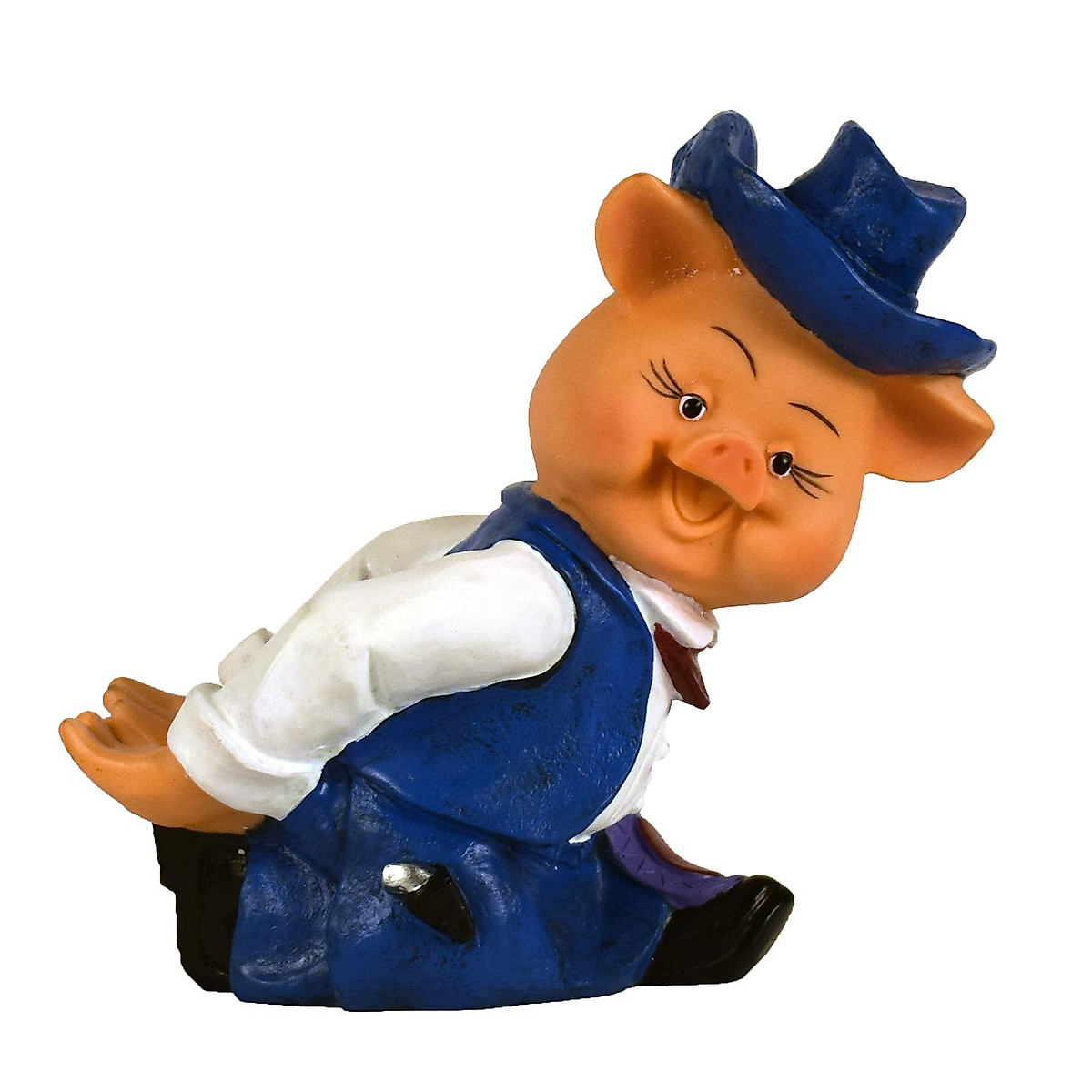 VadiDra Pig Figurine Wine and Liquor Bottle Holder | Home and Kitchen Decor for Wine Lovers | Table Top Country Farmer Bar Stand | Fun Pig Countertop Wine Rack Accessories (Blue - M)