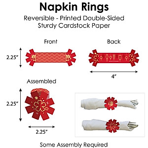 Big Dot of Happiness Lunar New Year - 2024 Year of the Dragon Paper Charger and Table Decorations - Chargerific Kit - Place Setting for 8