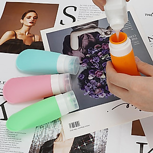 JIPITIMI TSA Approved Travel Bottles for Toiletries, Silicone Leak-Proof Travel Size Bottle for Shampoo, Conditioner 3oz, Refillable Cosmetic Container Kits