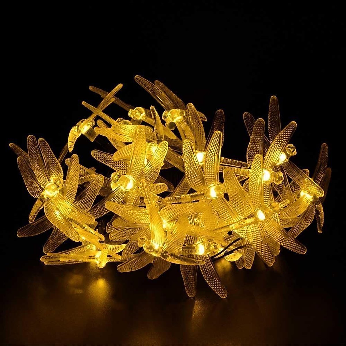 AMZSTAR Dragonfly Solar String Lights Outdoor, 19.7ft 8Modes 30 LED Waterproof Fairy Lights for Indoor/Outdoor Home Garden Lawn Fence Patio Party and Holiday Decorations (Warm White)