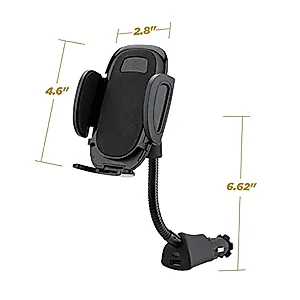 Scosche SUH12V-XCES0 Select Power Socket Mount with Phone Mount for Car, Flexible Neck, and USB Charging Port, 360 Rotation, Black