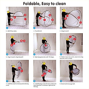 RuiHome Folding Mosquito Net Tent with Bottom Cover Portable Pop Up Bed Canopy for Bedroom Students College Dorm, 71x79x59 Inch, Coffee Color