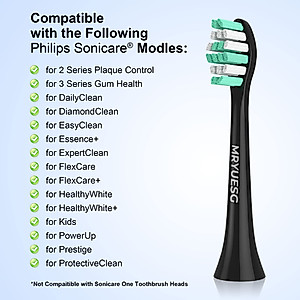 MRYUESG Replacement Heads Compatible with Philips Sonicare 10 Pack, Electric Tooth-Brush Head for Phillips, Black