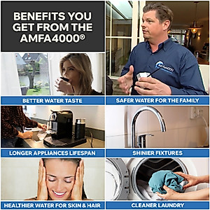 Amfa4000® Whole House Water Softener System - Salt Free Water Descaler for Whole House, Compact Water Softener, Magnetic Soft Water System, Portable Water Softner System