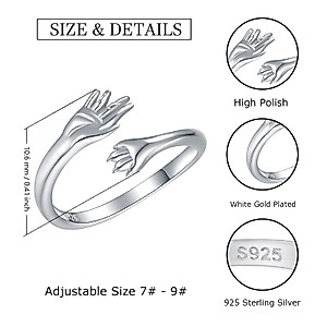 Pup Ring Gifts for Pet Lovers - 925 Sterling Silver Open Adjustable Puppy Paw Print Ring Animal Dog Cat Jewelry Loving Friend Families Gifts