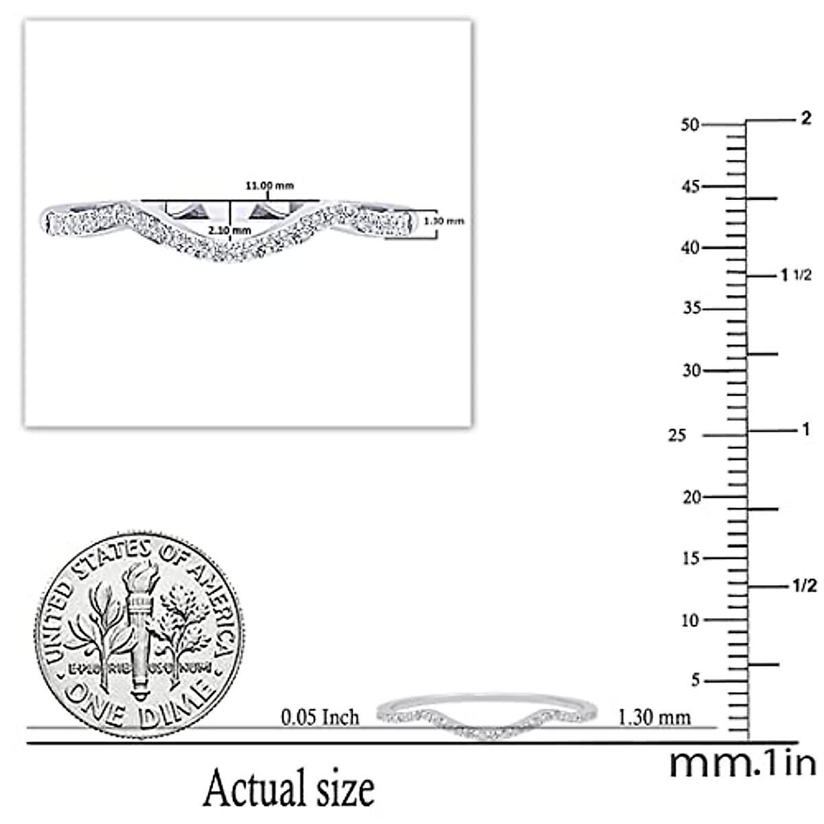 Dazzlingrock Collection Round White Diamond Enhancer Wedding Band for Women (0.12 ct, Color I-J, Clarity I1-I2) in 14K White Gold, Size 7