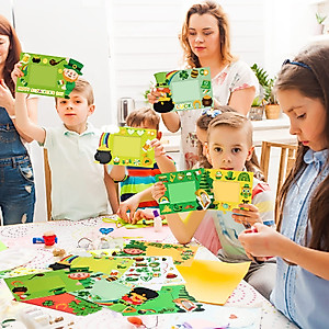 24 Sets St. Patrick's Day Crafts for Kids DIY Picture Frames Craft Kits Irish Shamrock Paper Photo Frames Saint Patricks Day Arts and Crafts with Stickers for Party Favors Home Class Game Activities