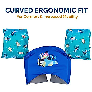 SwimWays Bluey Swim Trainer, US Coast Guard Approved Life Vest Kids Swim Vest, Arm Floaties & Life Jackets For Kids 33-55 Lbs, Bluey